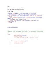 Basic CSS Style Sheet External CSS Doc Type Header For External Style Sheet HTML Code DOCTYPE