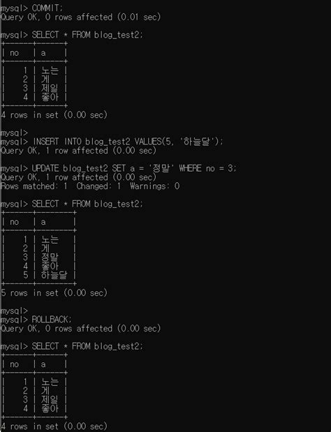 [mysql database] commit rollback savepoint truncate 네이버 블로그
