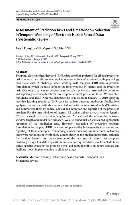 assessment of prediction tasks and time window selection in temporal