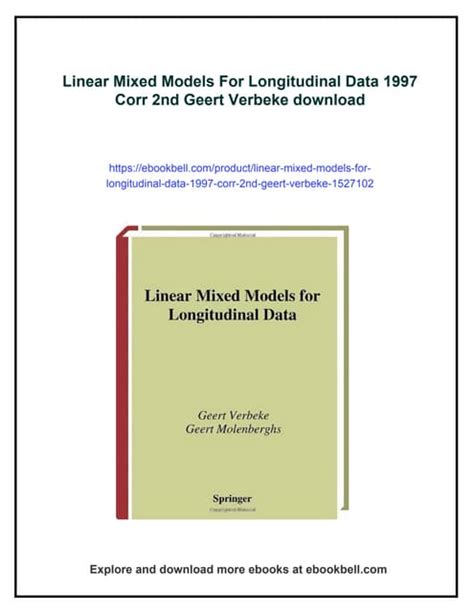 Linear Mixed Models For Longitudinal Data 1997 Corr 2nd Geert Verbeke Pdf