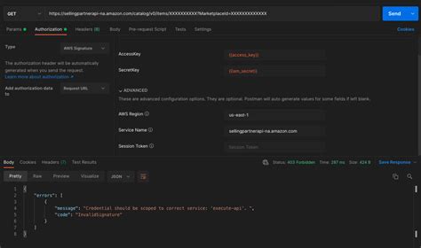 Amazonsellercentral Postman Aws Signature For Sp Api Not Working Stack Overflow