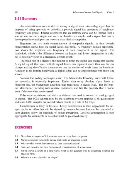 Computer Networks And Internets 110 Information Sources And Signals Chap 6 6 Summary
