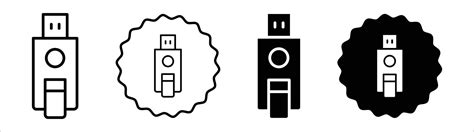 Inclined Pendrive Icon Set Collection Inclined Pendrive Outline Flat Icon 47540224 Vector Art