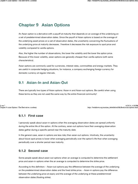 Chapter 9 Asian Options Pdf Greeks Finance Option Finance