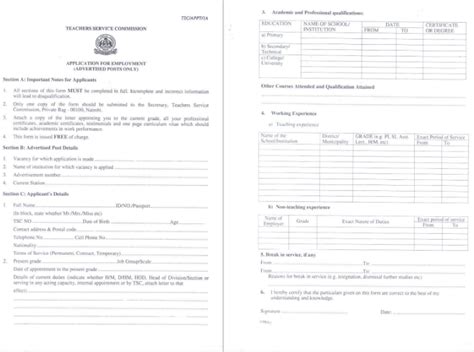 Pdf Teachers Service Commission Tsc Employment Form Download