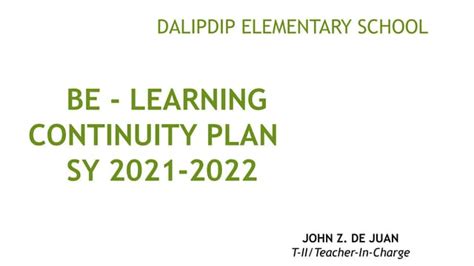 Learning Continuity Plan In Teachingpptx