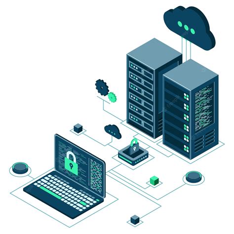Premium Vector Cyber Data Security Internet Security Isometric Concept Server Room Connected