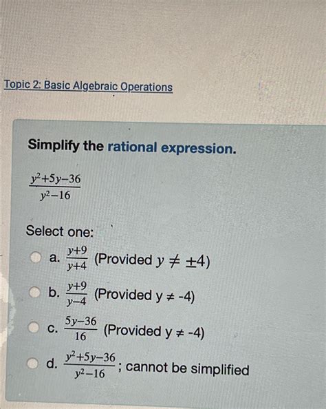 Solved Topic 2 Basic Algebraic Operationssimplify The