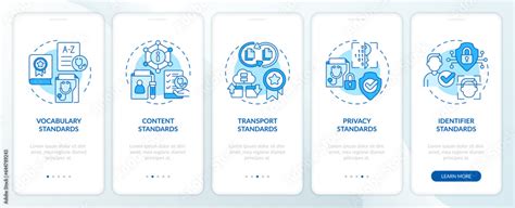 Multiple Icons Representing Health Interoperability Resources Mobile App Screen Set Walkthrough
