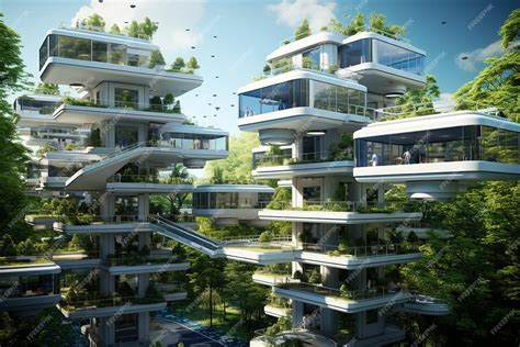 Robot Architect Designing Sustainable Structures Premium Ai Generated Image