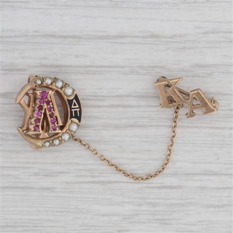 Lambda Chi Alpha Crescent Badge 10k Gold Ruby Sapphire Pearl Pin Chapter Guard Etsy