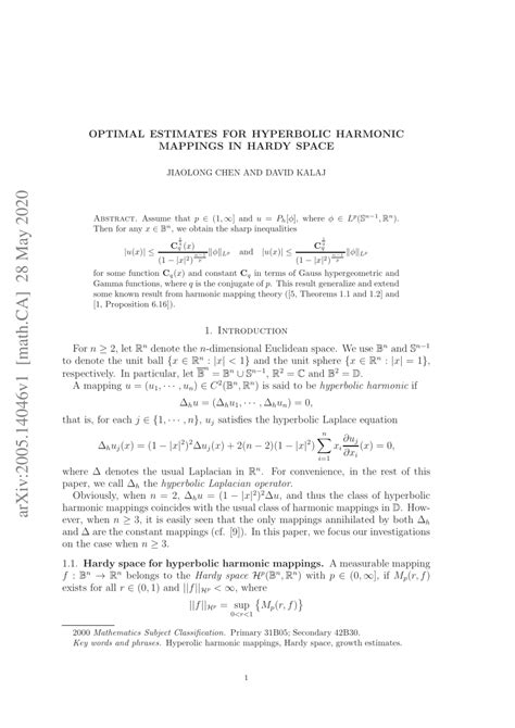 Pdf Optimal Estimates For Hyperbolic Poisson Integrals Of Functions