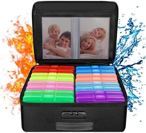 Amazon Com ENGPOW Fireproof Photo Storage Box X Photo Case Clear Inner Photo Keeper