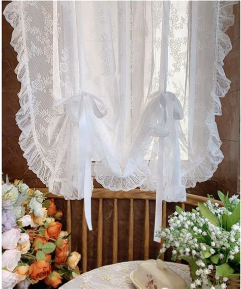 kmsg pink bowknot tie up kitchen curtain floral balloon