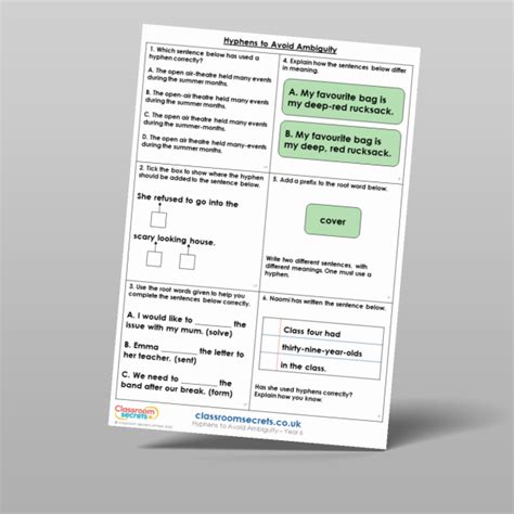Year 6 Hyphens To Avoid Ambiguity Mixed Activity Resource Classroom