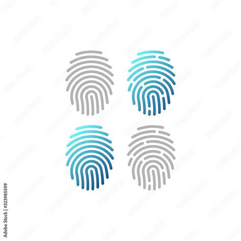 Fingerprint Biometric Identification Vector Icon Finger Print Blue