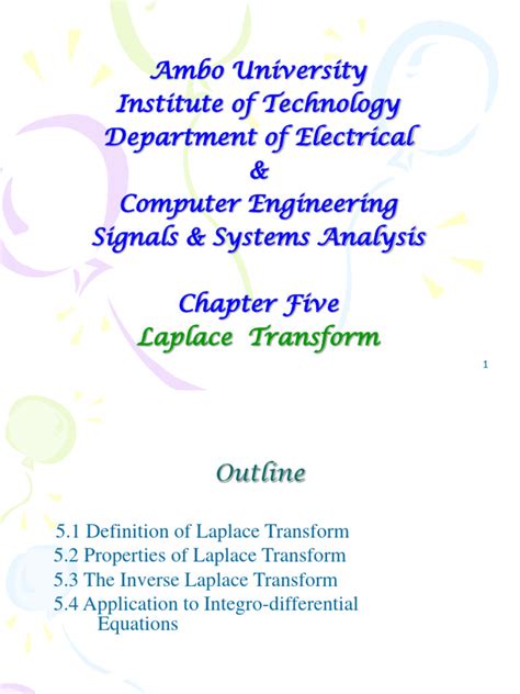 signal and systems chapter five laplace transform pdf laplace