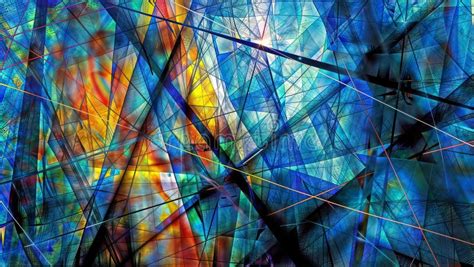 Stained Glass Shapes Geometric Window Artwork Generative Ai Stock
