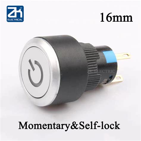 Mu 16mm Plastic Button Switch 5 Pin Self Locking And Self Resetting Button Switch With Light