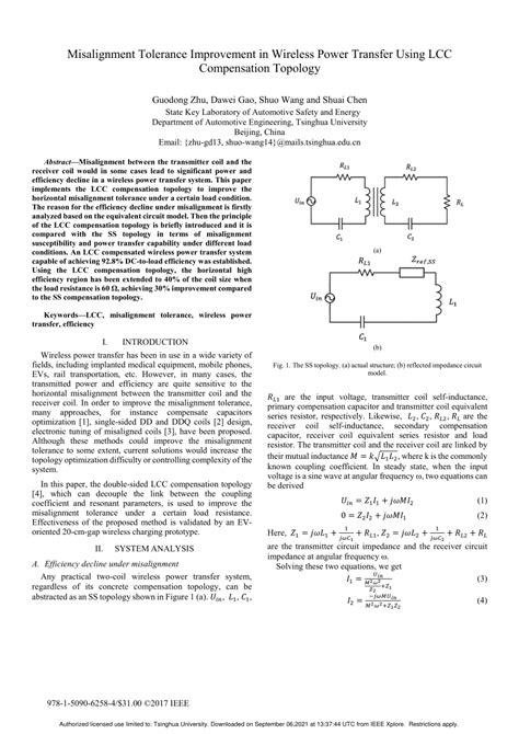 Pdf Misalignment Tolerance Improvement In Wireless Power Transfer Using Lcc Compensation Topology
