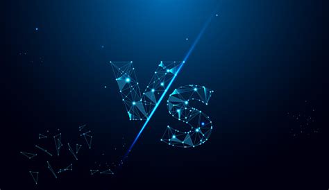 대 화면 다각형 와이어 프레임 메쉬 아트 폴 리 낮은 두 전투기의 배너 발표 푸른 미래 대 잎 경쟁 Vs 경기 게임 스포츠 대 무술 전투 벡터 일러스트 결투에 대한 스톡