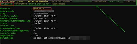 Azure Iothub Devices Created Via Powershell Not Displaying Stack