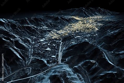 Technical Aerial Visual 3d Lidar Gis Aerial Map Satellite Scan Model Isolated Showing Dehradun