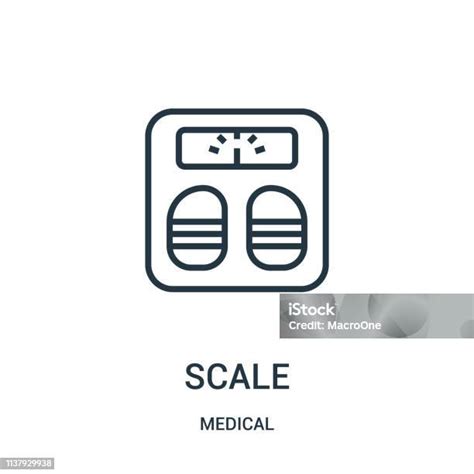 의료 컬렉션에서 규모 아이콘 벡터 얇은 라인 스케일 개요 아이콘 벡터 일러스트 레이 션입니다 웹 및 모바일 앱 로고 인쇄
