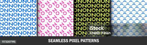 매끄러운 벡터 픽셀 세트는 기호 패턴을 거부하지 않습니다 직물 섬유 커버 포장 벽지 웹 등 10 Eps 디자인에 대한 세련된 배경의 컬렉션입니다 Cmyk에 대한 스톡 벡터