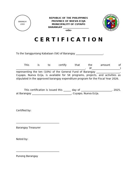 Budget Certification 2026 Pdf