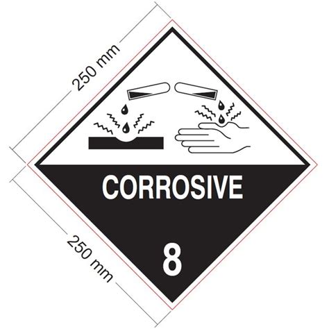 Corrosive Substance 8 Dangerous Goods Label Peacock Bros