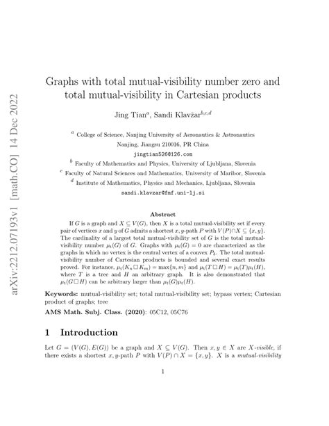 Pdf Graphs With Total Mutual Visibility Number Zero And Total Mutual