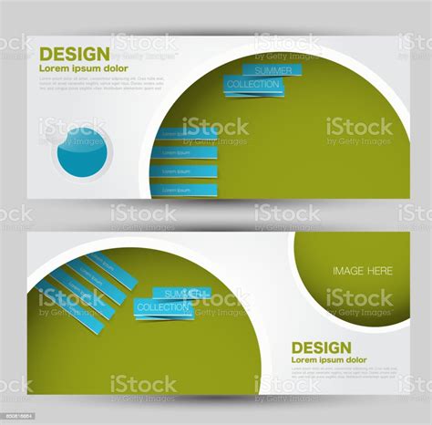 플라이어 배너 또는 웹 헤더 템플릿 집합입니다 벡터 일러스트 레이 션 프로 모션 디자인 배경입니다 녹색 및 파랑 색입니다 0명에 대한 스톡 벡터 아트 및 기타 이미지