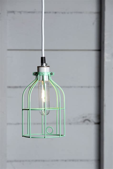 Industrial Lighting Mint Green Wire Cage Light By Indlights 7500