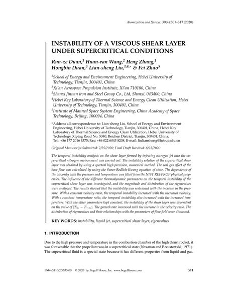 Pdf Instability Of A Viscous Shear Layer Under Supercritical Conditions
