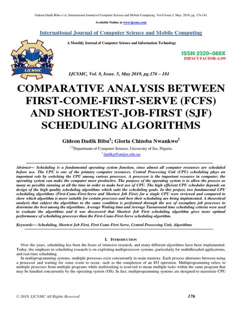 comparative analysis between first come pdf scheduling computing