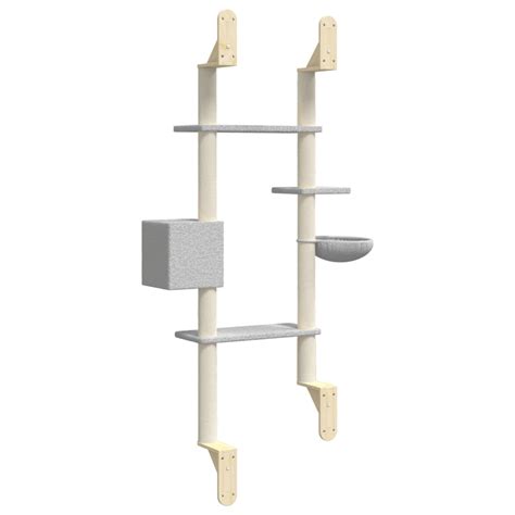 Wall Mounted Cat Tree With Scratching Post Light Grey 180 Cm Life