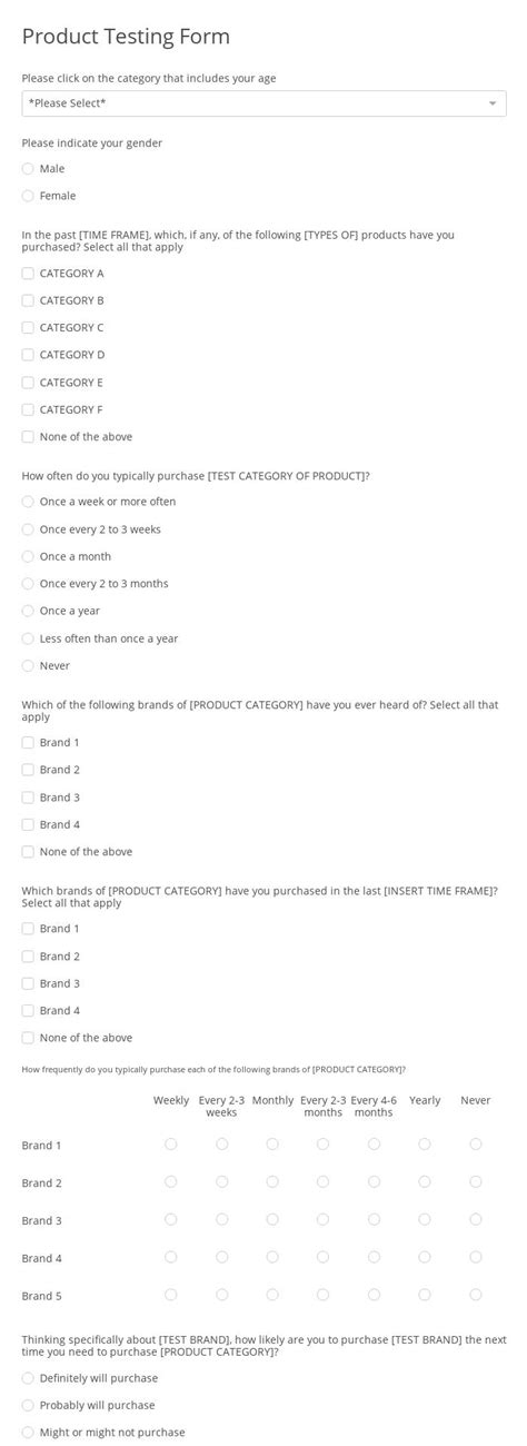 Product Testing Form Template 123 Form Builder