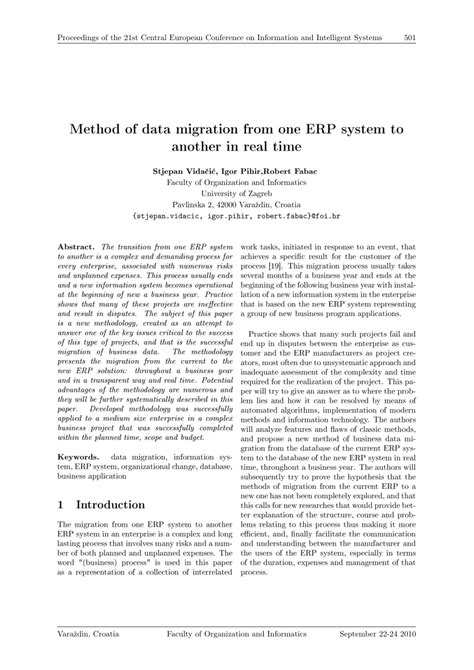 Pdf Method Of Data Migration From One Erp System To Another In Real Time