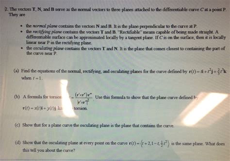 solved the vectors t n and b serve as the normal vectors