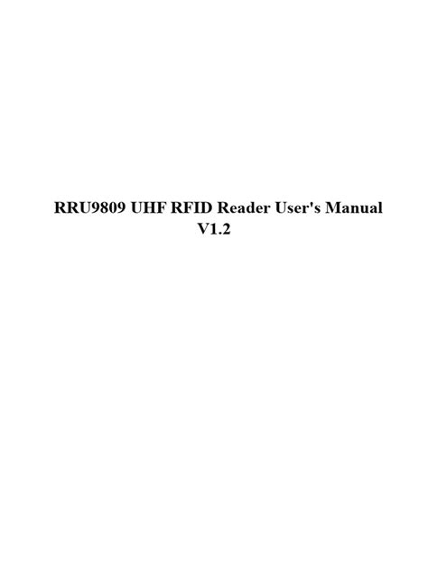 Rru9809 Uhf Rfid Reader Users Manual V12 Pdf Radio Frequency Identification Computer