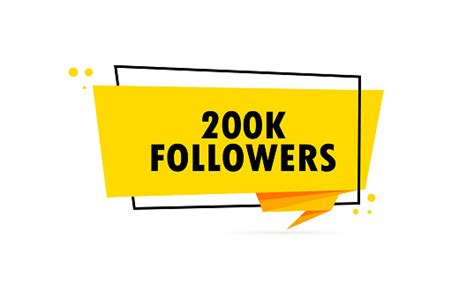 200 k 추종자 종이 접기 스타일의 음성 거품 배너 200 k 추종자 텍스트스티커 디자인 템플릿 벡터 eps 10 흰색 배경에