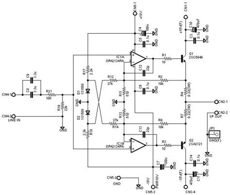 オペアンプを使ったパワーアンプ回路 Power Amplifier Using Opamp 電子工作実験室 Electronic Schematics Circuit Diagram