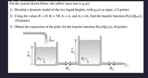 solved for the system shown below the inflow mass rate is