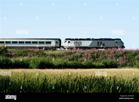 Chiltern Railways Mainline Train Powered By A Class 68 Diesel Locomotive Side View