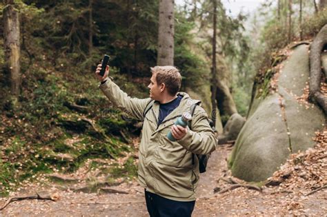 No Communication Coverage Lost Contact Signal Device Sad Blonde Man Got Lost And Could Not