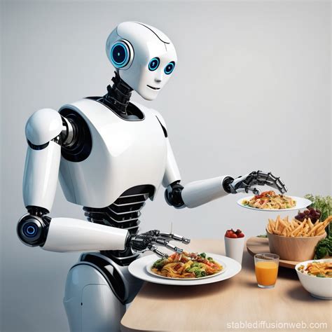 Robot Server In A Kitchen Setting Stable Diffusion Online
