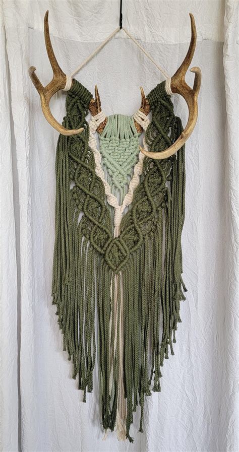 The Antlers Macrame Deer Antlers Wall Hanging Boho Cottage Core