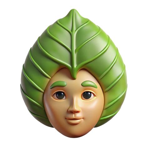3d Render Green Leaf Head Avatar 57136895 Png