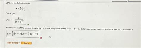 Solved Consider The Following Curve Y X 1x 1find